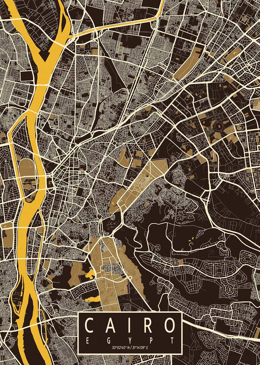 'Cairo City Map Pastel' Poster, picture, metal print, paint by deMAP ...