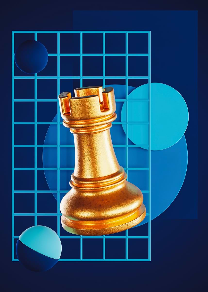 'Golden Chess Rook' Poster, picture, metal print, paint by Deyvis ...
