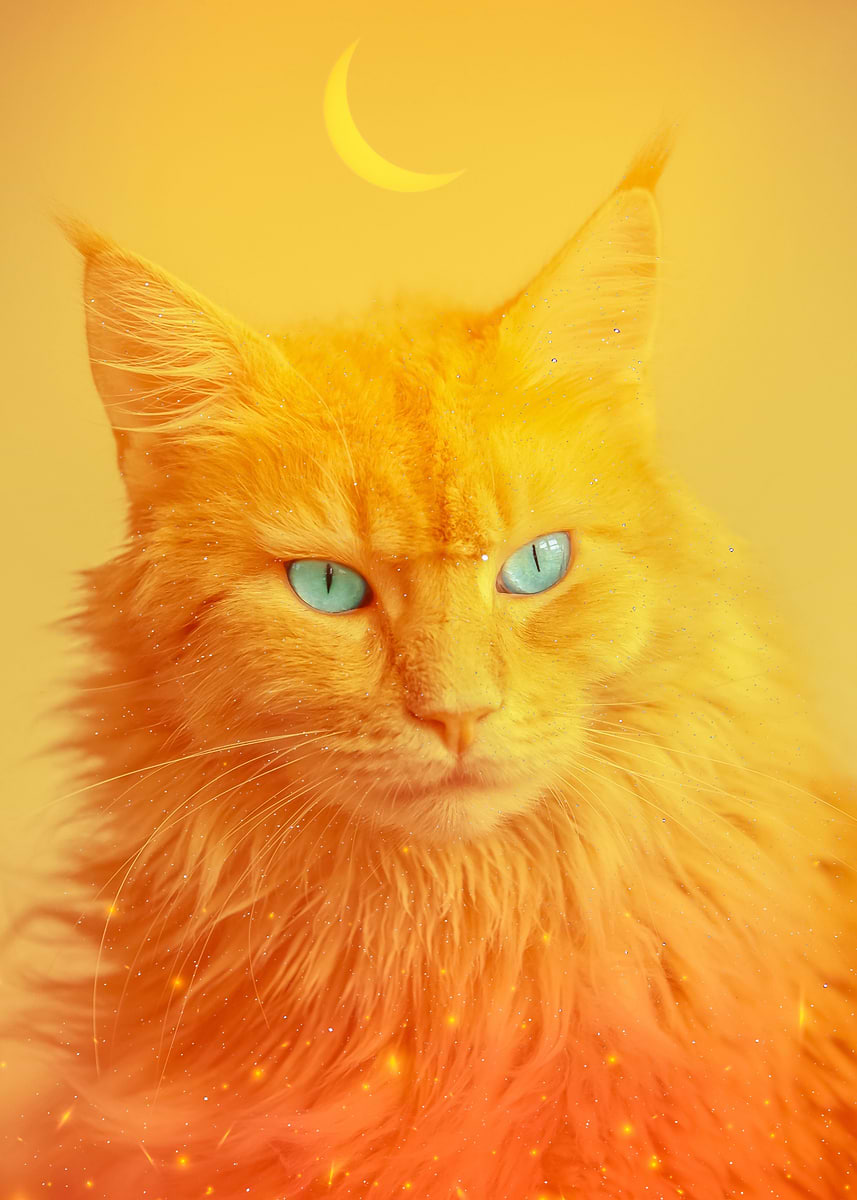 'Phoenix Cat Totem Animal' Poster, picture, metal print, paint by Gen Z ...