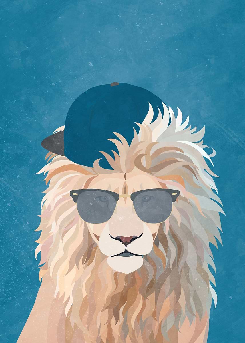 'Snapback Skateboarder Lion' Poster, picture, metal print, paint by ...