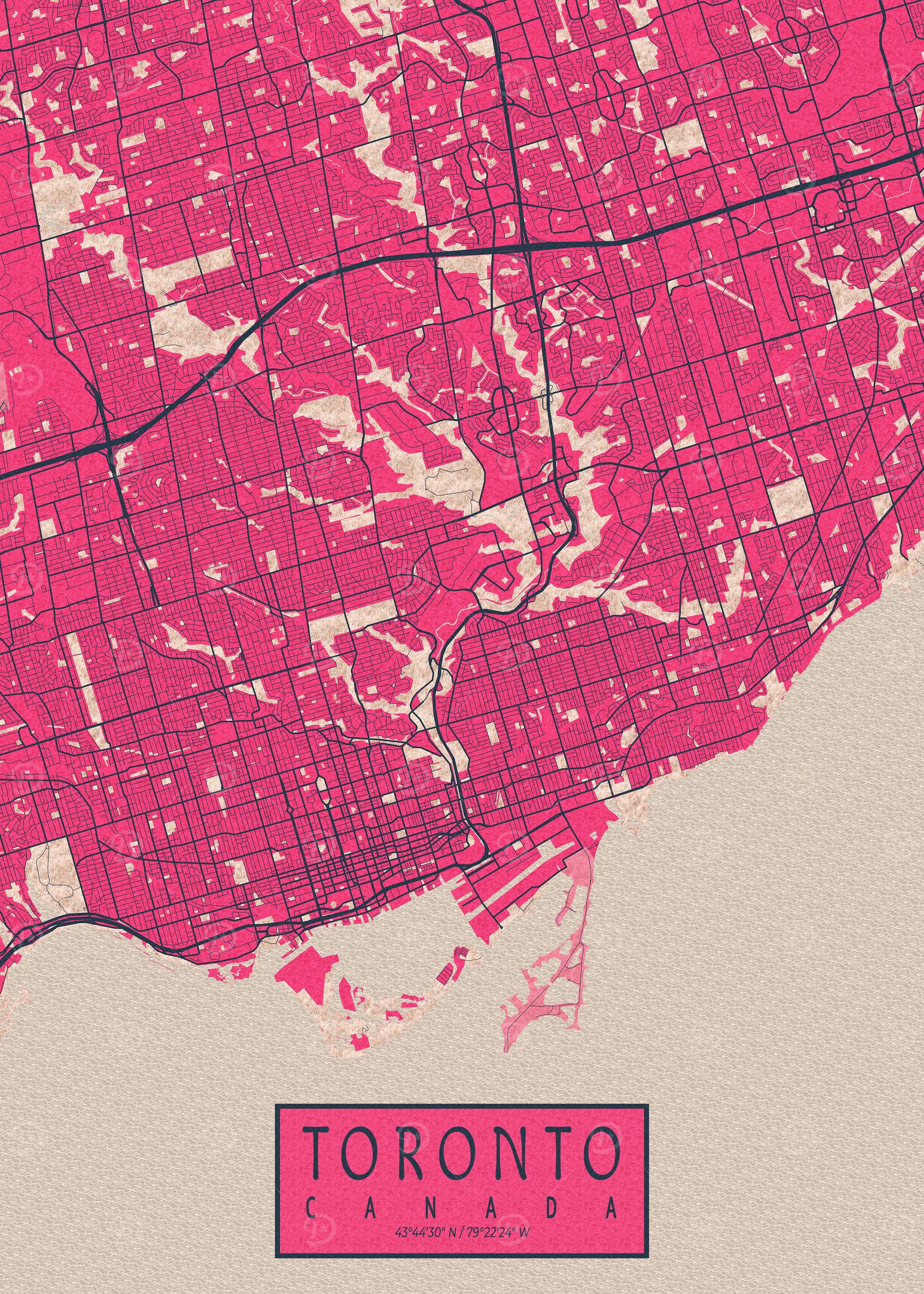 'Toronto City map Blossom' Poster, picture, metal print, paint by deMAP ...