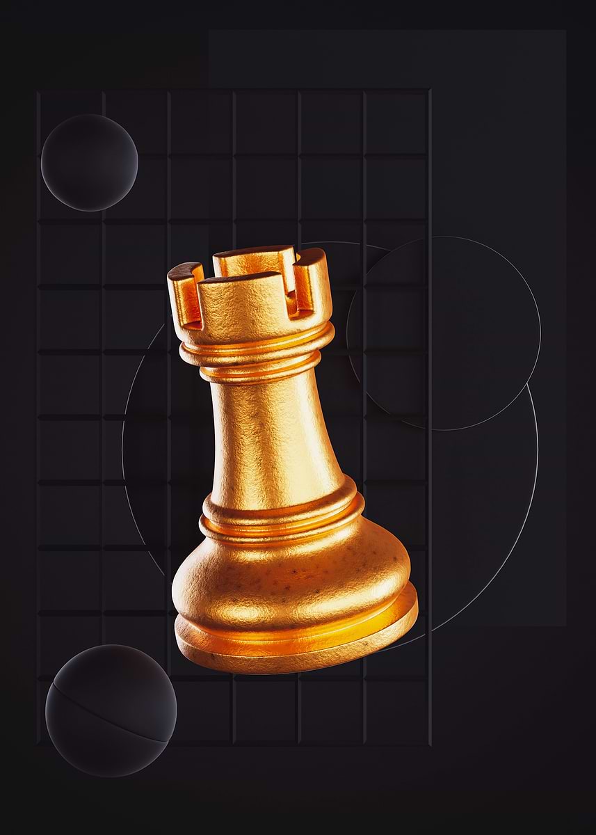 'Golden Chess Rook' Poster, picture, metal print, paint by Deyvis ...