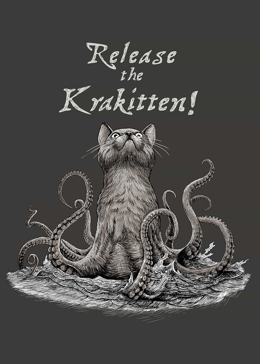 'Krakitten' Poster, picture, metal print, paint by DAObiwan | Displate