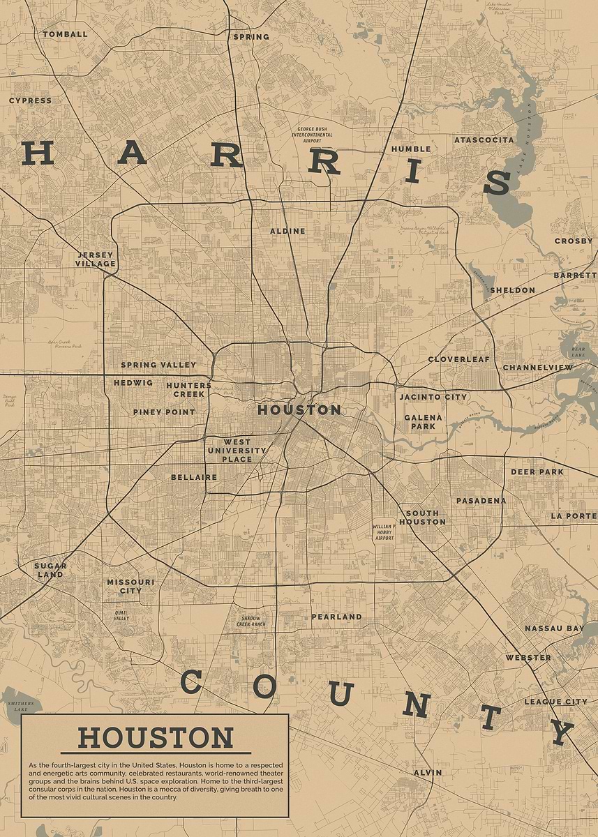 'HOUSTON' Poster, picture, metal print, paint by Andi Permana | Displate