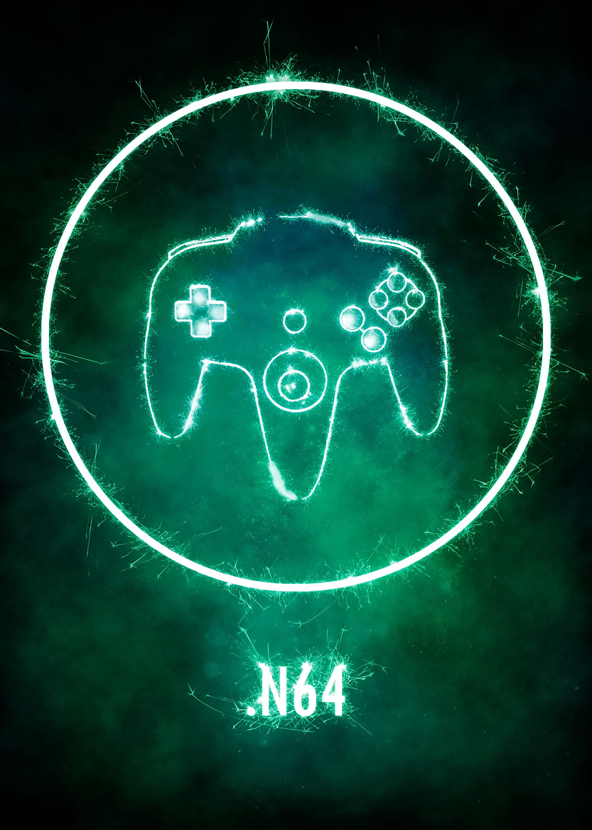 'N64 CONTROLLER' Poster, picture, metal print, paint by KIMIDIGI | Displate