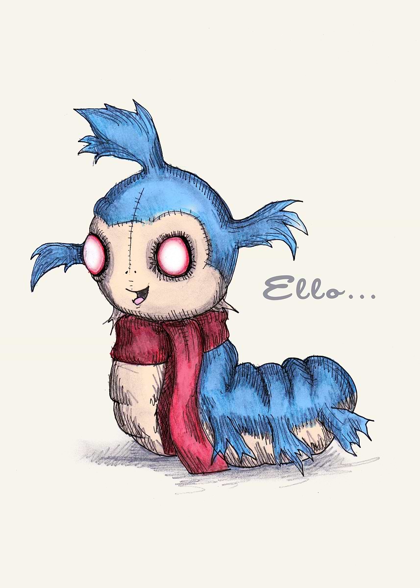 'Plushie Worm' Poster, picture, metal print, paint by LVB Art | Displate