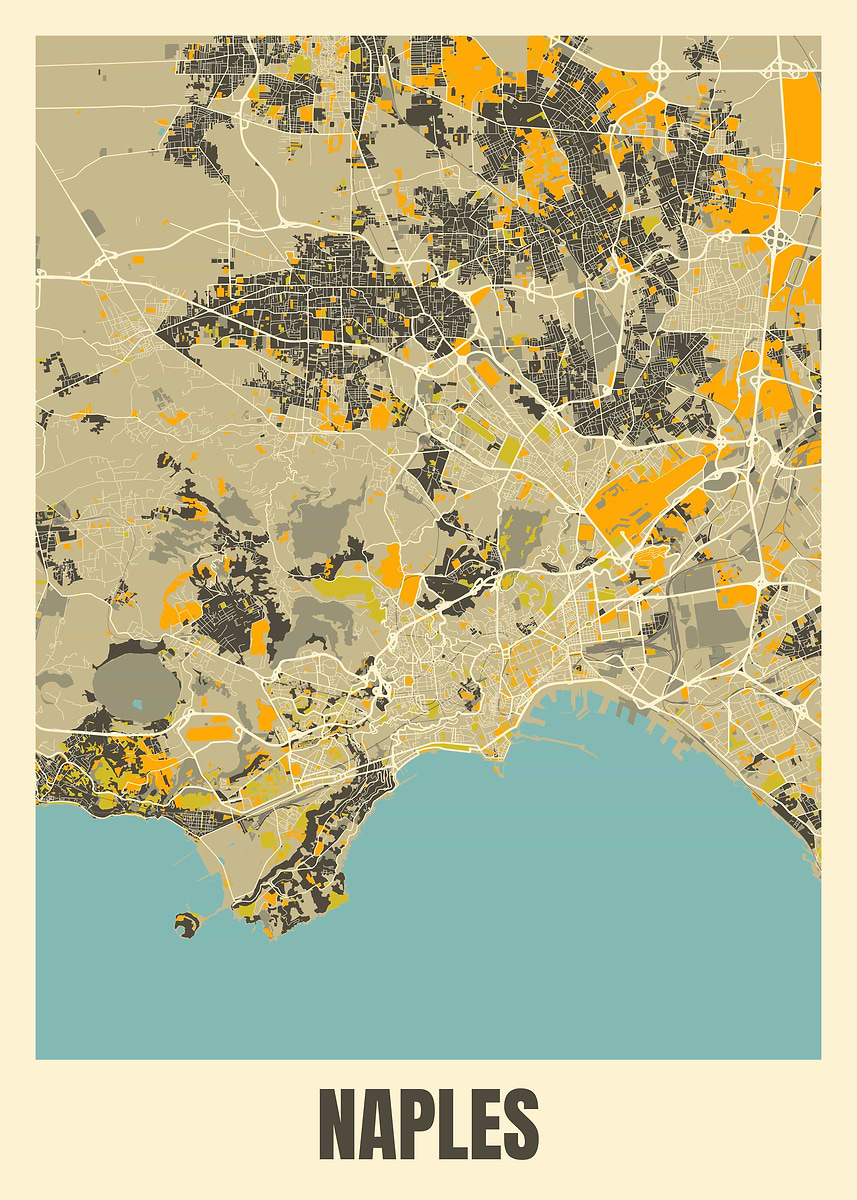 'City map of Naples' Poster, picture, metal print, paint by Sam Kal ...