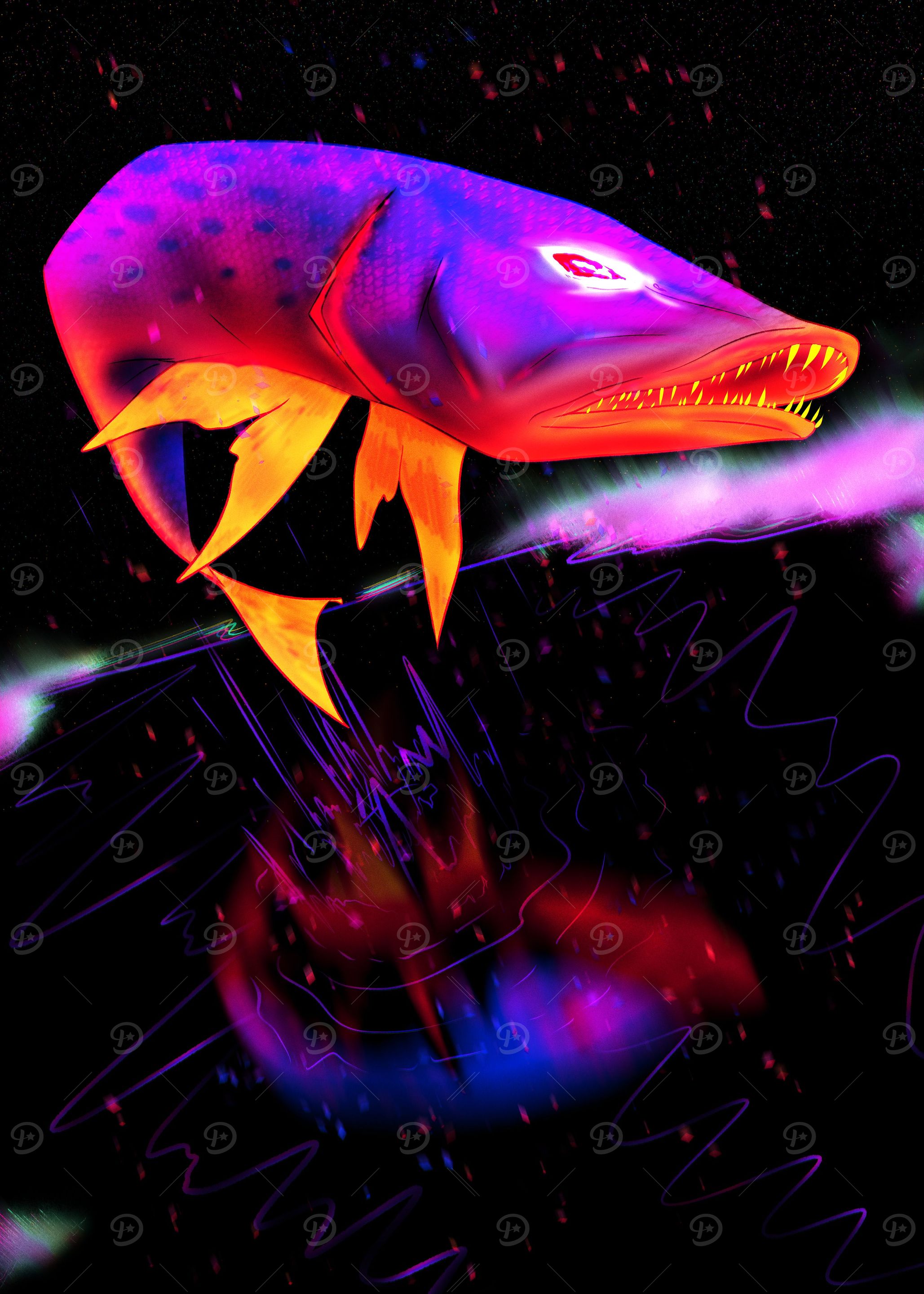 'Retro Pike' Poster, picture, metal print, paint by VPST | Displate