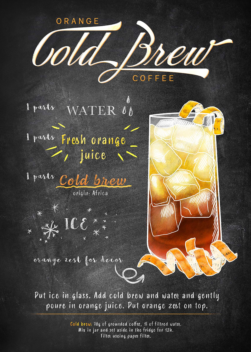 'Cold brew coffee' Poster, picture, metal print, paint by Joan Derpp | Displate