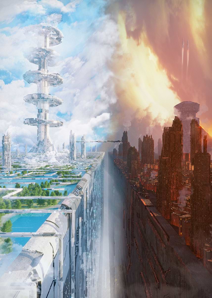 'Cyberpunk vs Solarpunk' Poster, picture, metal print, paint by Camillo ...