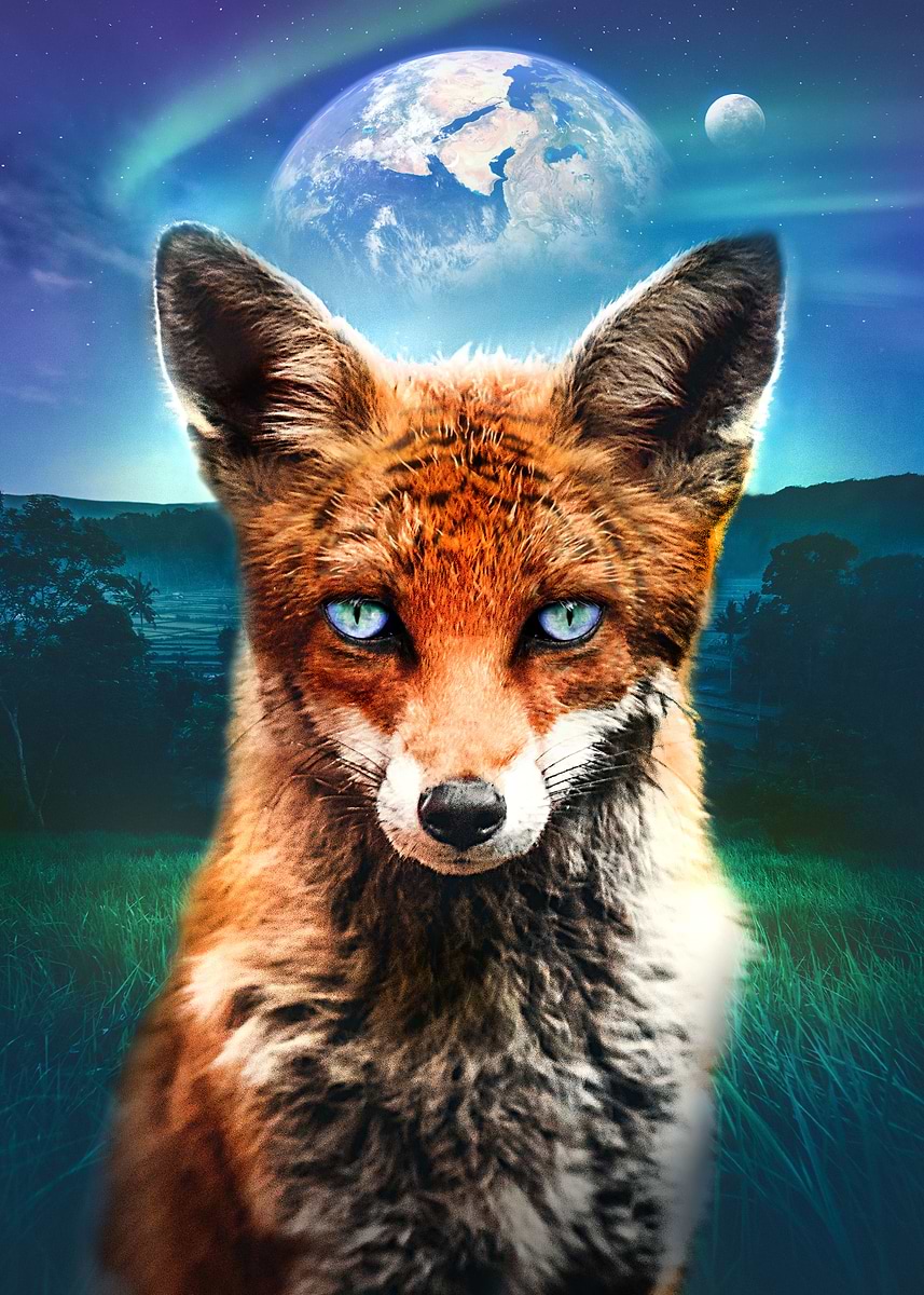 'Fox at Night' Poster, picture, metal print, paint by Mitchel Franco ...