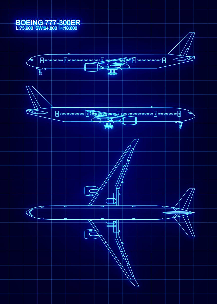 'BOEING 777 300ER' Poster, picture, metal print, paint by Black Iris ...