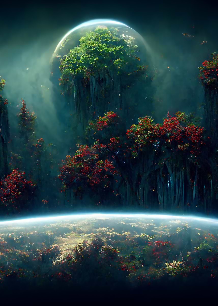 'Forest in space' Poster, picture, metal print, paint by Original Maps ...