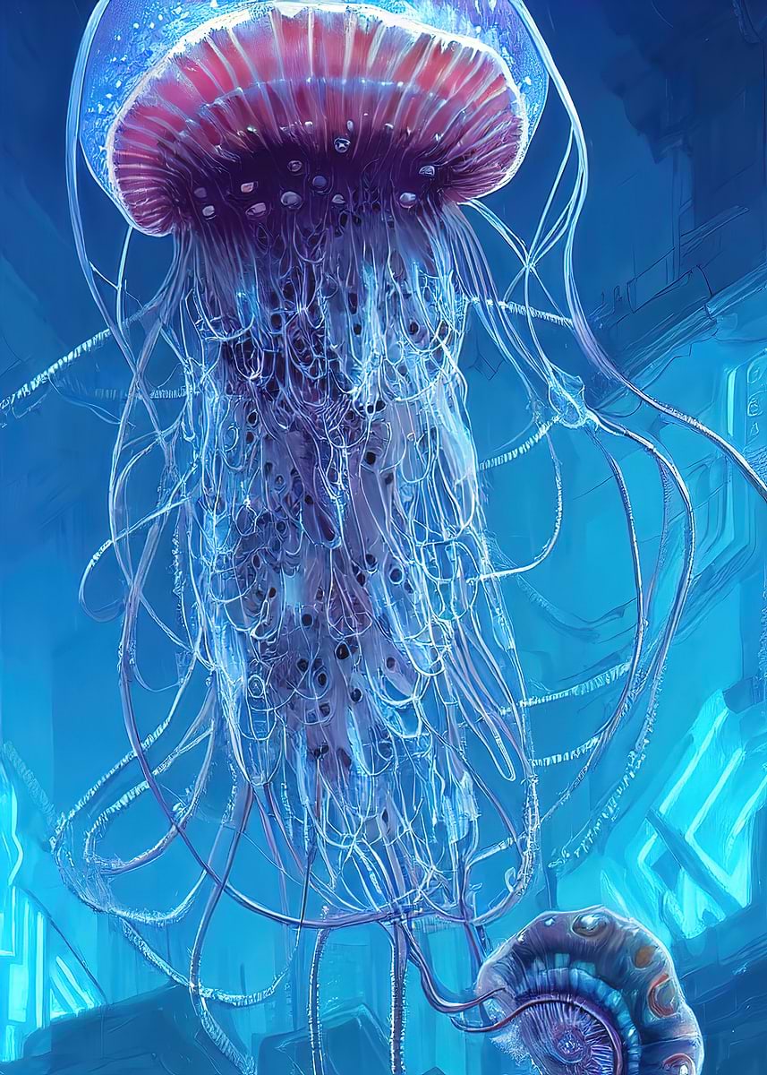 'steampunk jellyfish' Poster, picture, metal print, paint by ...