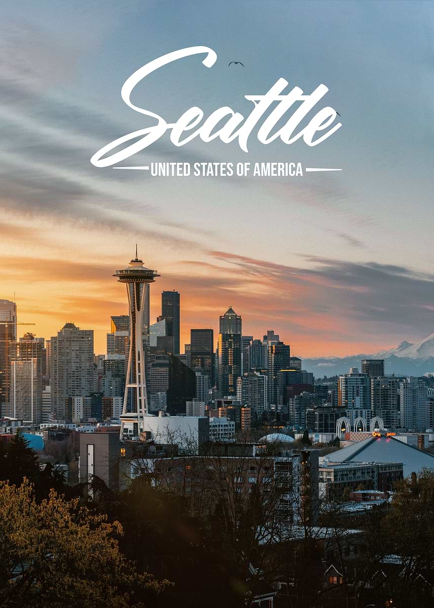 'Seattle' Poster, picture, metal print, paint by Tim Kaiser | Displate