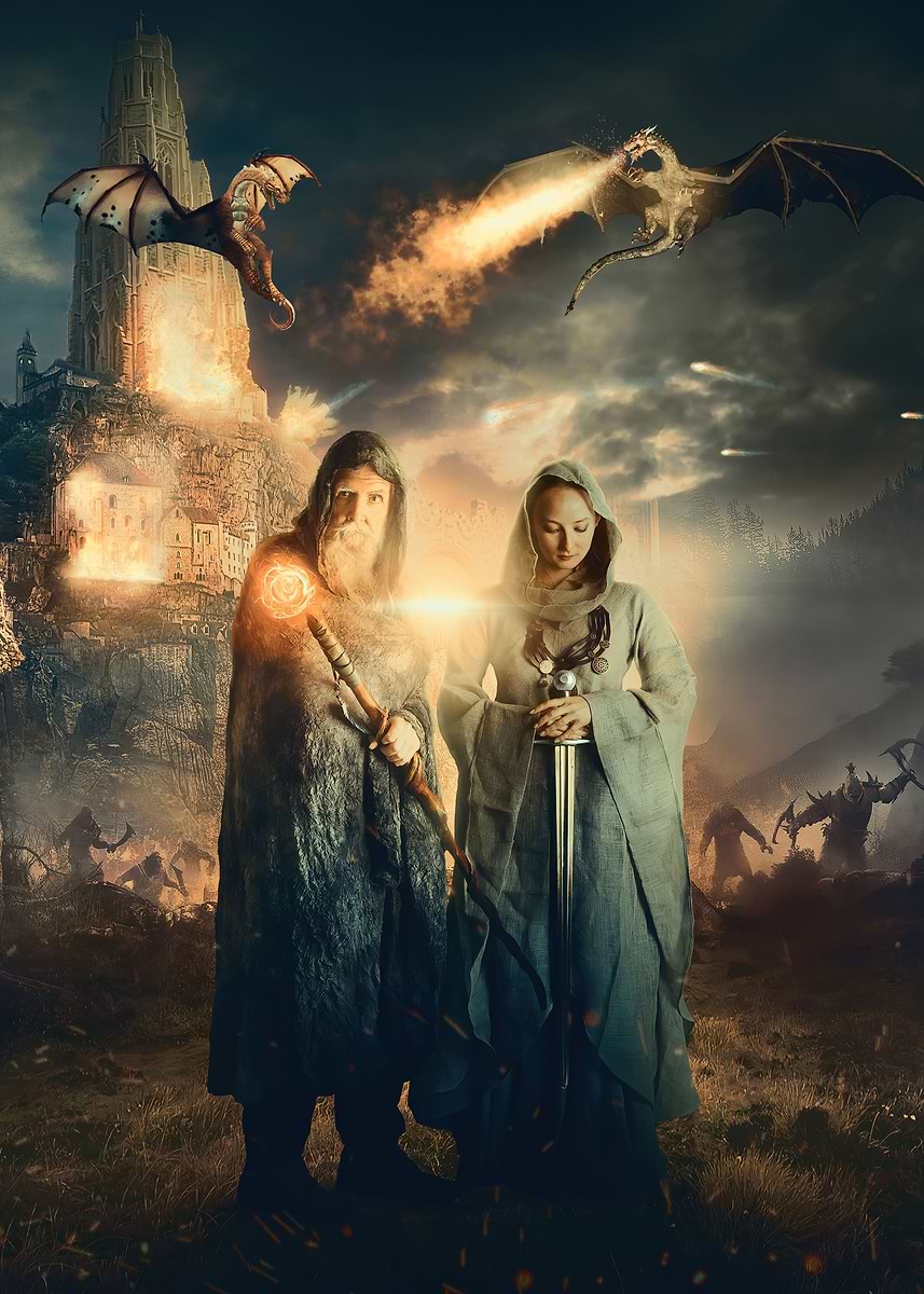 'Magic Fantasy and dragons' Poster, picture, metal print, paint by ...