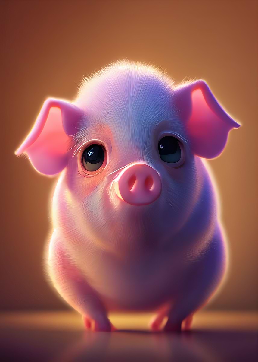 'Adorable Pig' Poster, picture, metal print, paint by Holzkovic | Displate