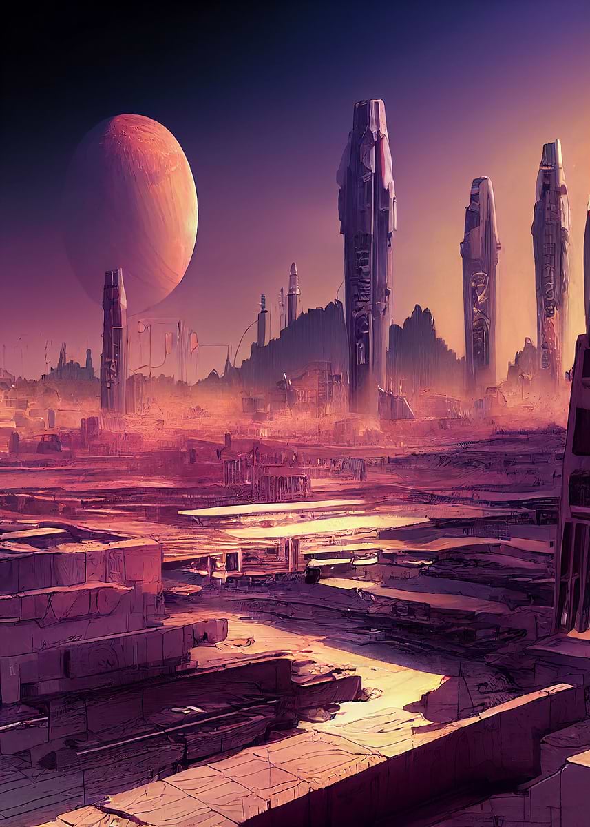 'Moon city' Poster, picture, metal print, paint by Designersen | Displate