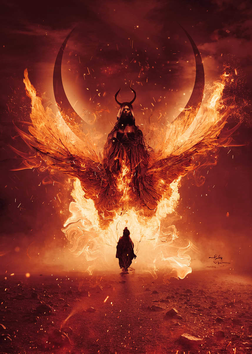 'LUCIFER' Poster, picture, metal print, paint by Ricsi Makkai | Displate