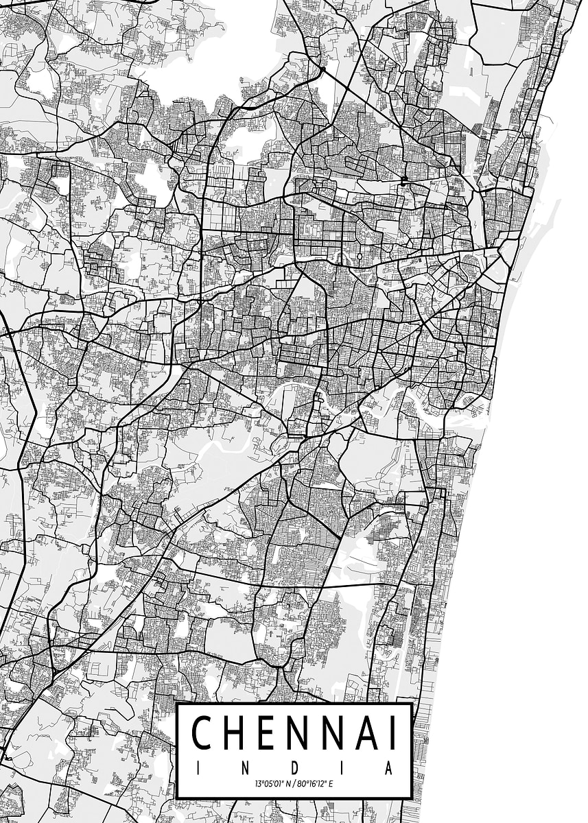 'Chennai City Map Light' Poster, picture, metal print, paint by deMAP ...