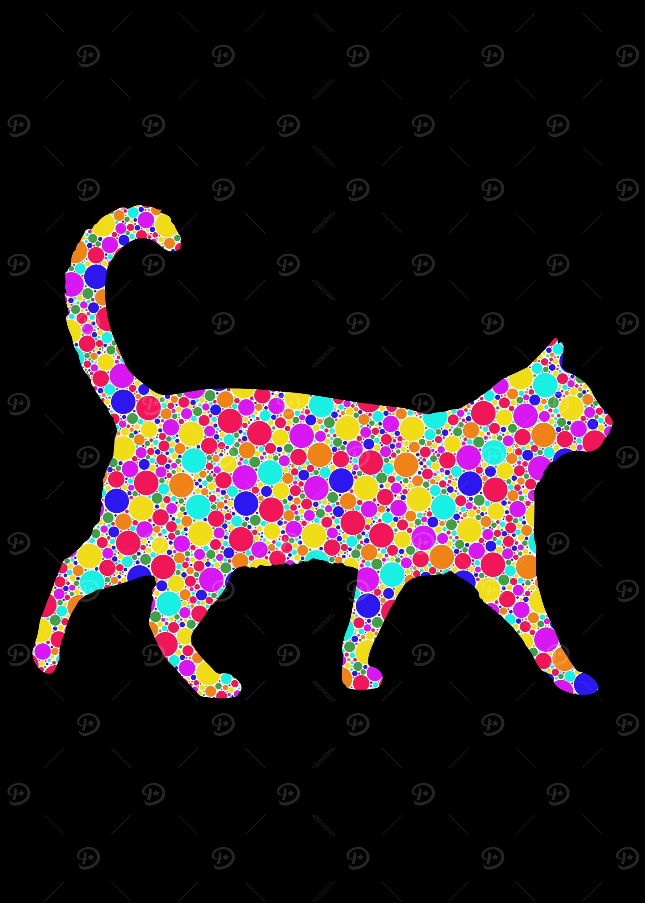 'Dot Day Cat' Poster, picture, metal print, paint by royalsigns | Displate