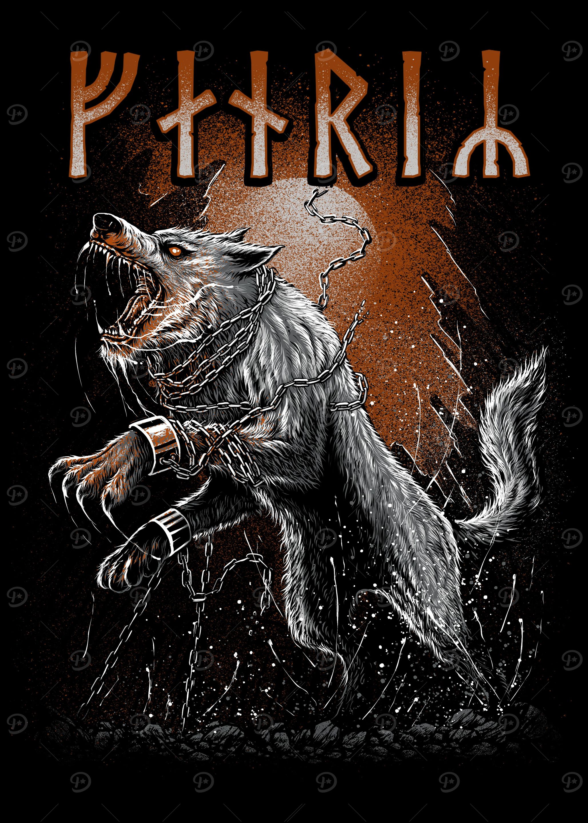 'Nordic Viking Wolf Fenrir' Poster, picture, metal print, paint by ...