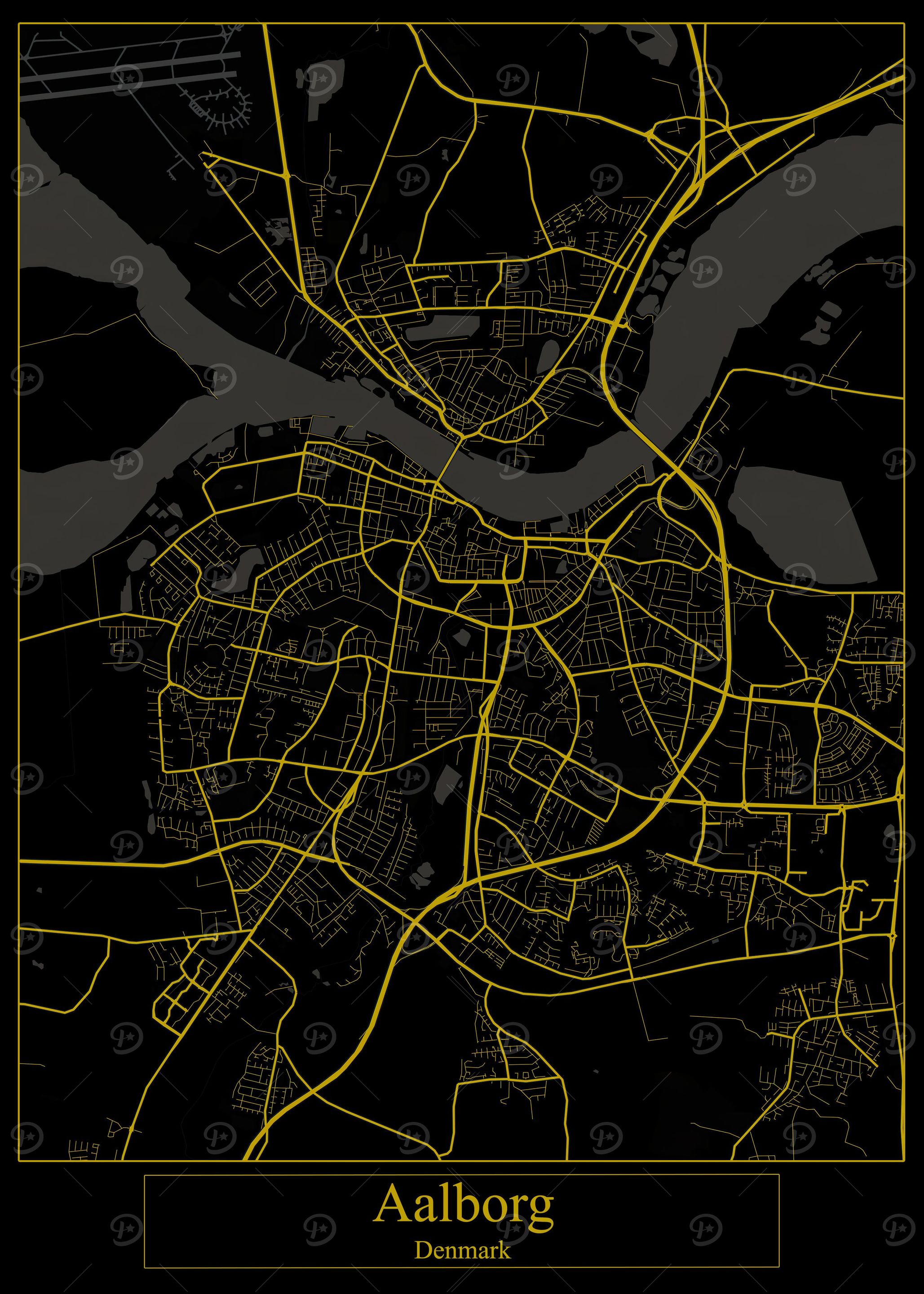 'Aalborg Denmark' Poster, picture, metal print, paint by Zake Yonkou ...