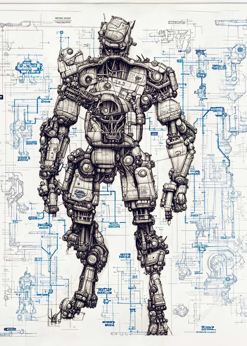 'Mech Schematic' Poster, picture, metal print, paint by Machine ...