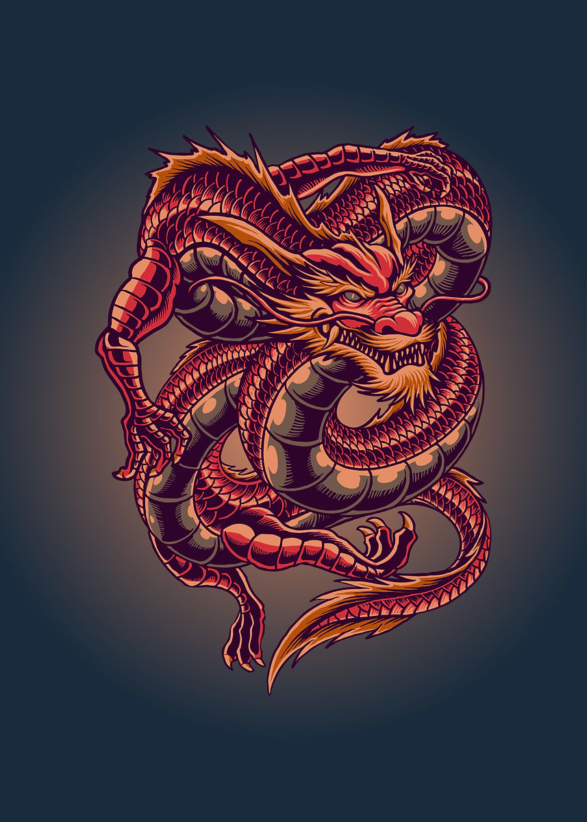 'The king red dragon' Poster, picture, metal print, paint by Charles ...