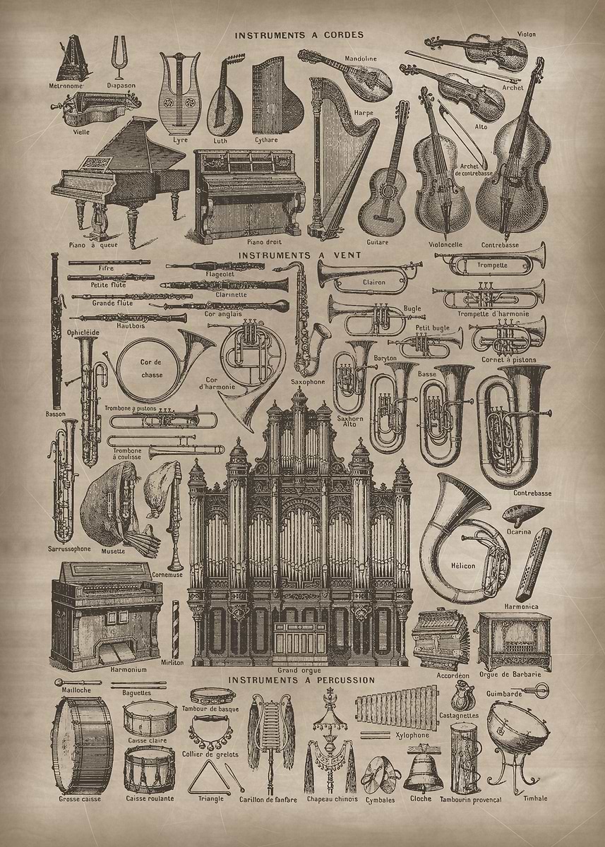 'Musical Instruments' Poster, picture, metal print, paint by XandYart ...