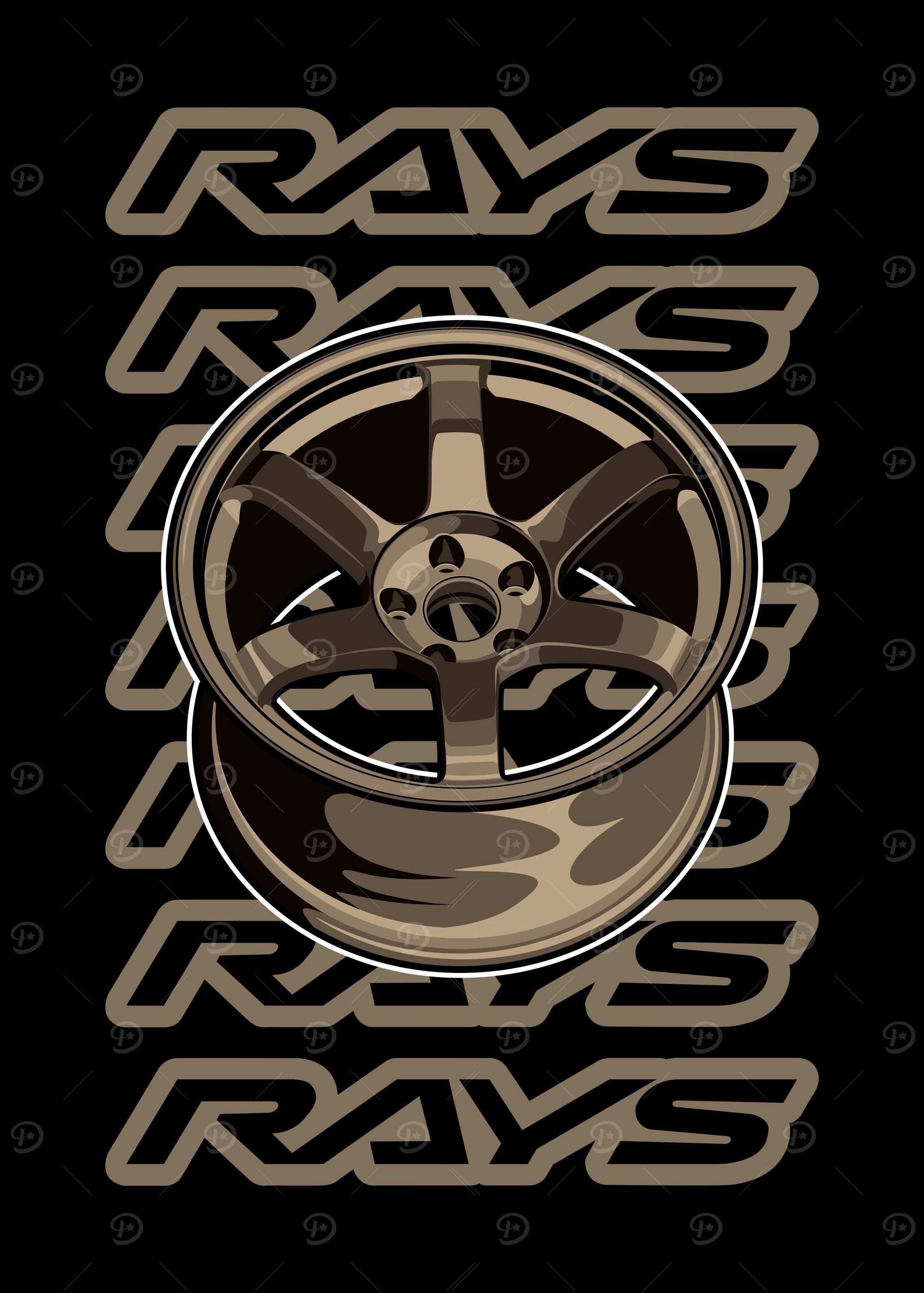 'Rays TE37 Wheel Racing Car' Poster, picture, metal print, paint by ...