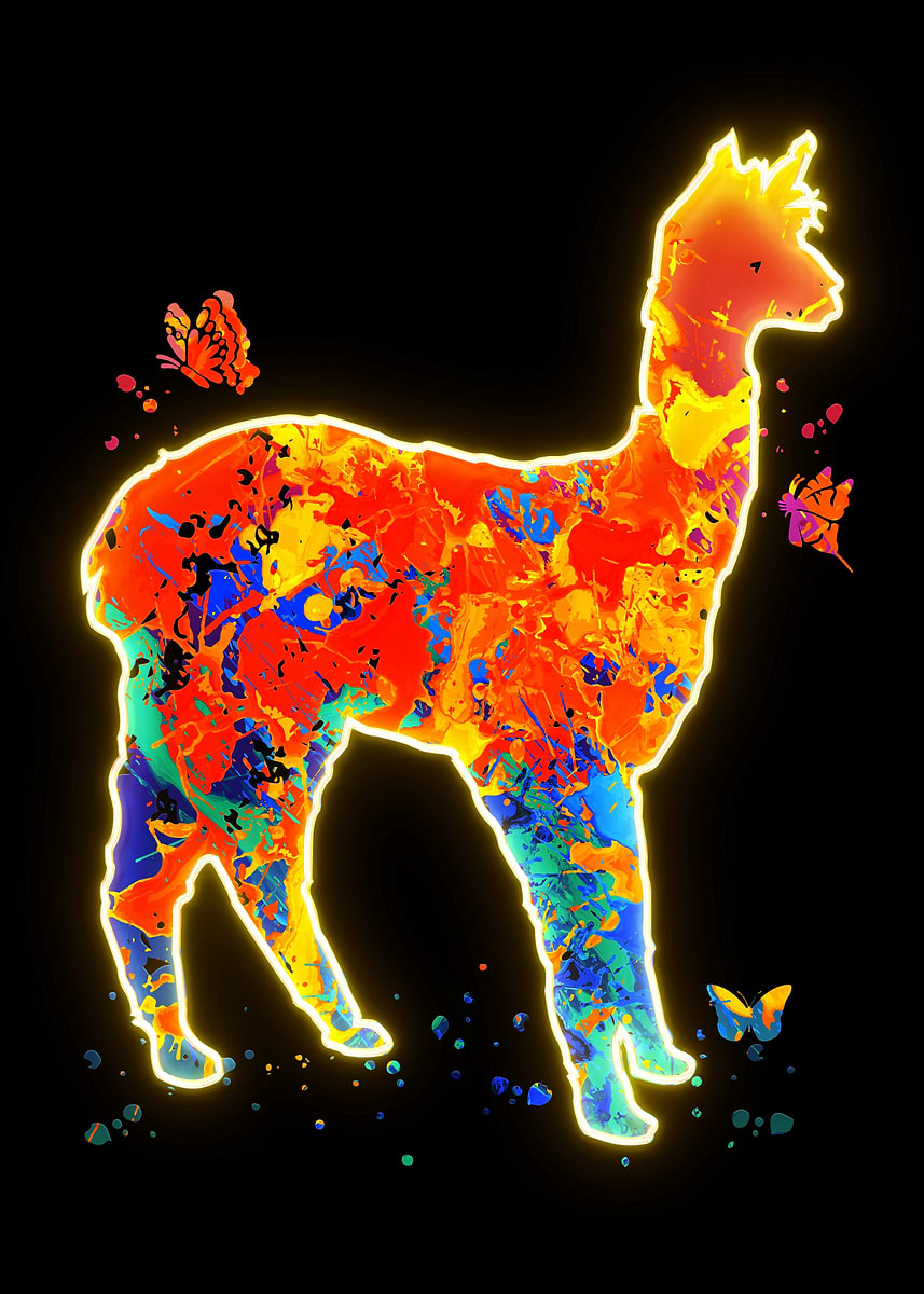 'Alpaca Llama' Poster, picture, metal print, paint by Tony Lee | Displate