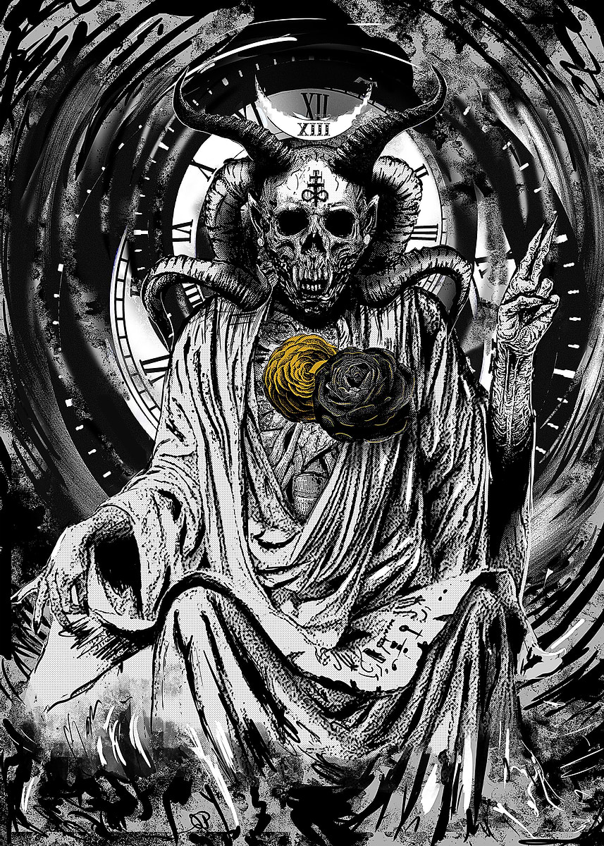 'Dark Occult Satan ' Poster, picture, metal print, paint by Anass Benktitou | Displate