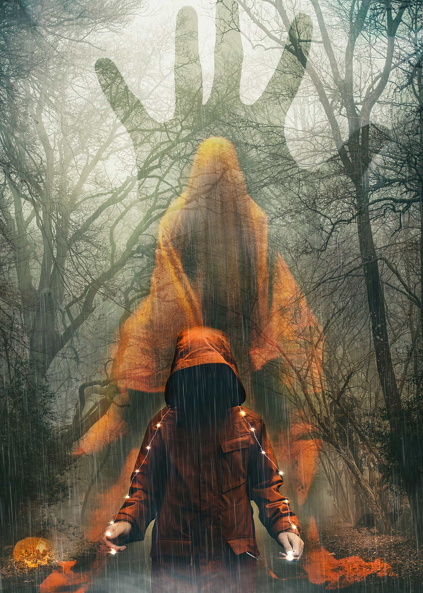 'watch your back on hallowe' Poster, picture, metal print, paint by ...