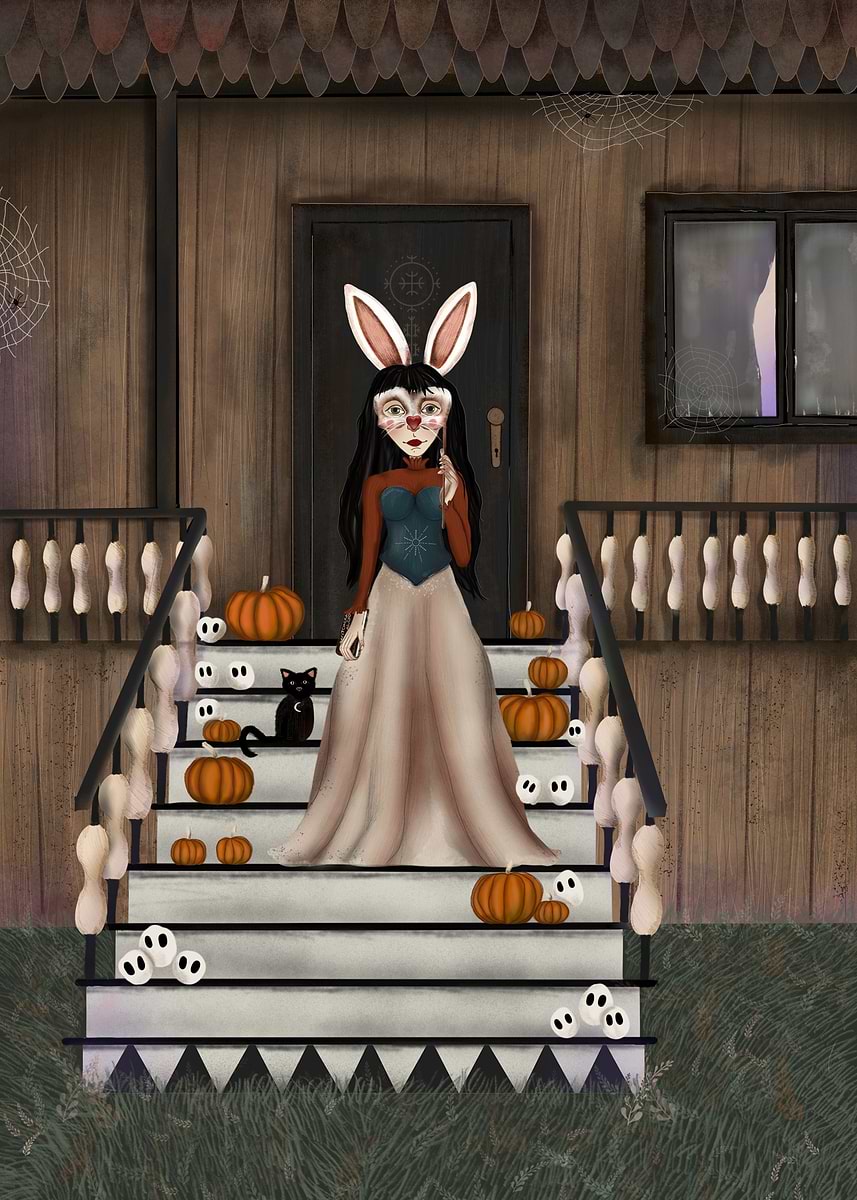 'Girl in the Haunted house' Poster, picture, metal print, paint by Sara ...