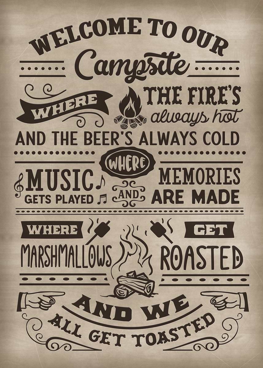 'Welcome to Campsite' Poster, picture, metal print, paint by XandYart ...