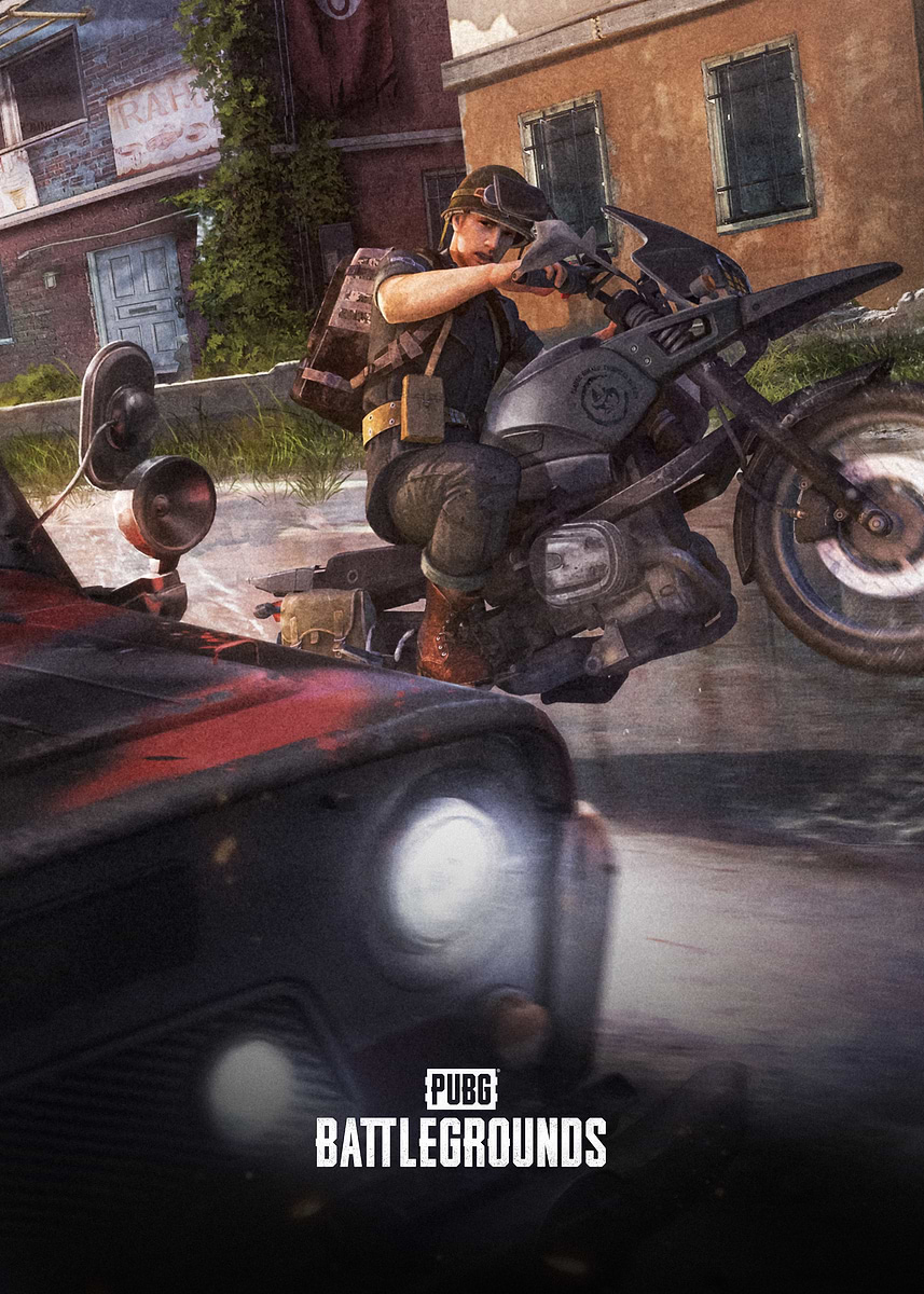 'PUBG Key Art Motorcycle' Poster, picture, metal print, paint by PUBG ...