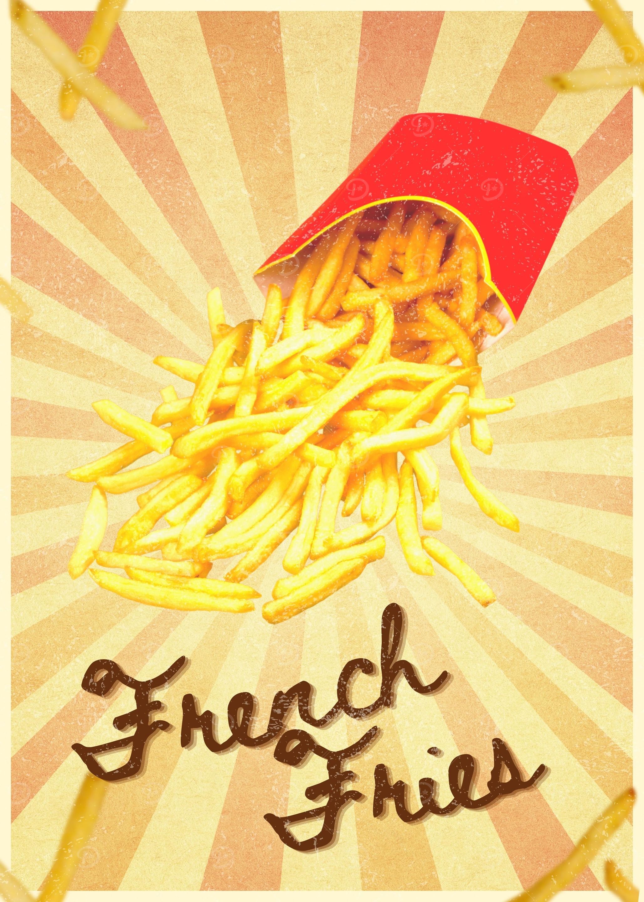 'Retro French Fries Poster' Poster, picture, metal print, paint by ...