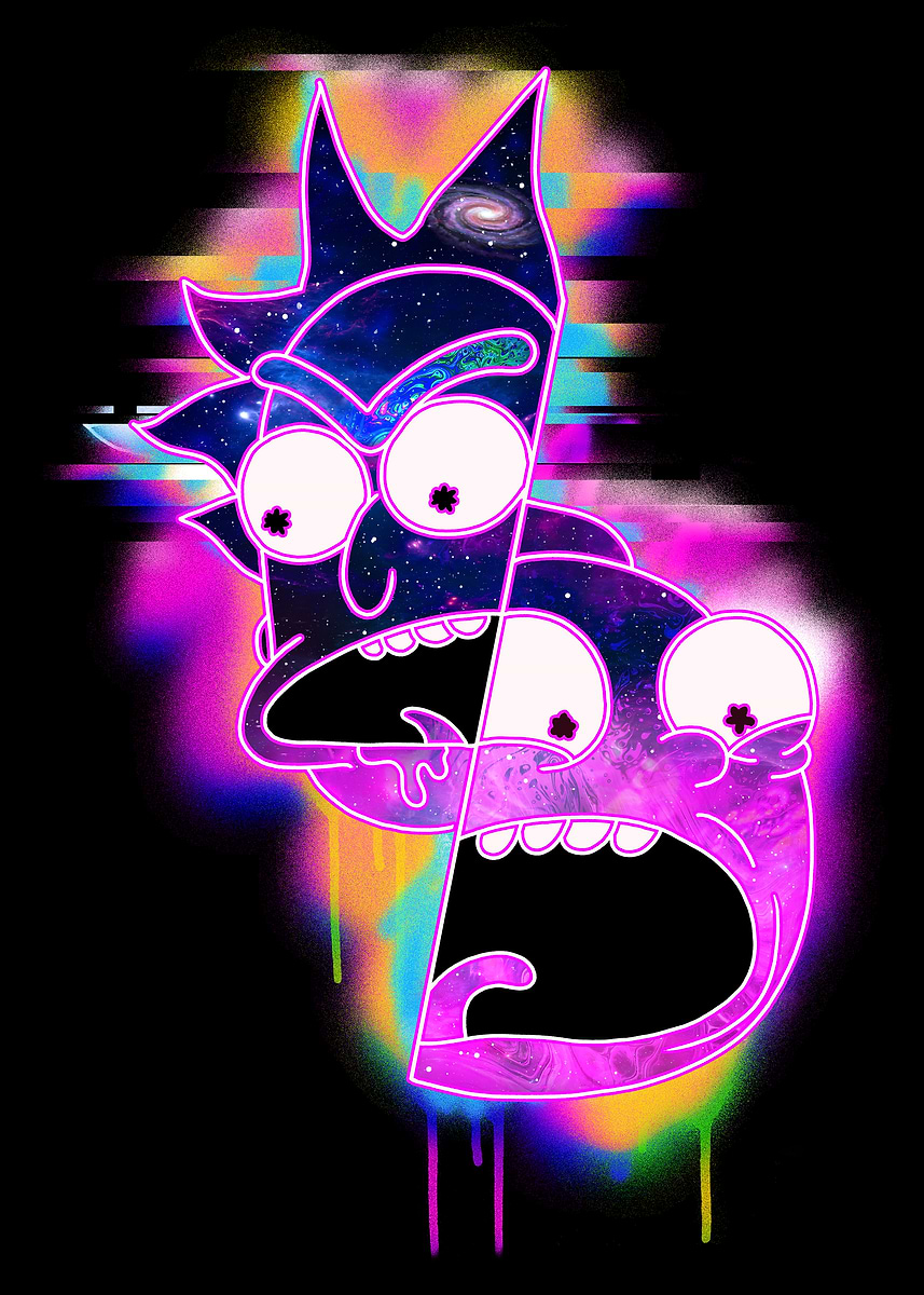 'Vaporwave Rick and Morty' Poster, picture, metal print, paint by Rick and Morty | Displate