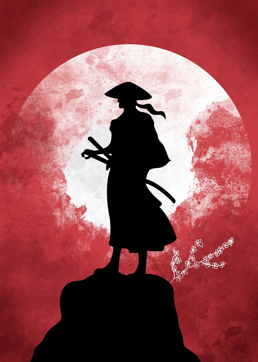 'Red moon ninja' Poster, picture, metal print, paint by Aiden Tells ...