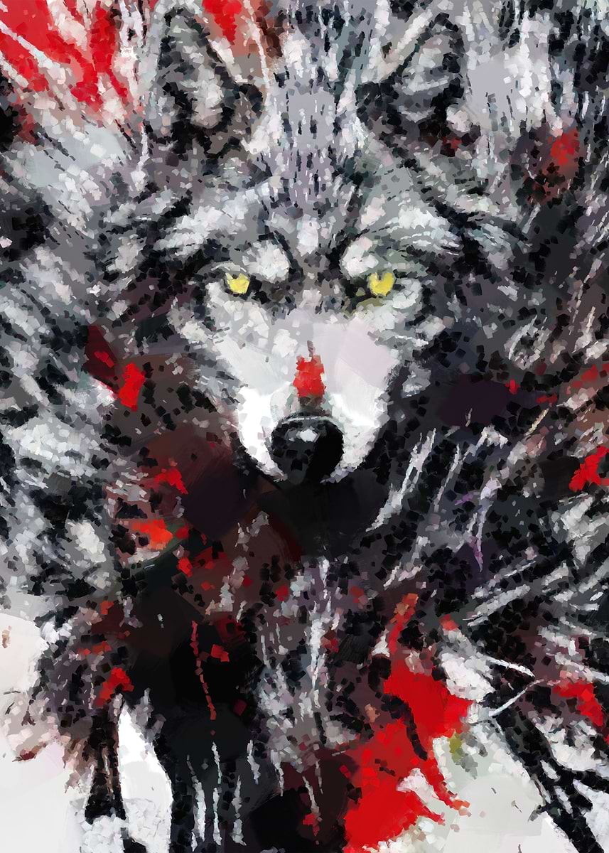 'Abstract wolf portrait' Poster, picture, metal print, paint by Dark ...
