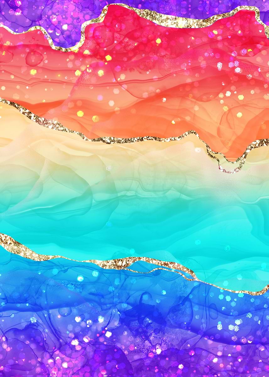 'Rainbow Glitter Agate 02' Poster, picture, metal print, paint by Aloke ...