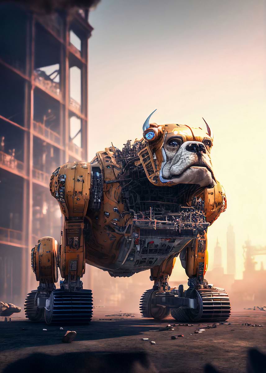'Cyber Bulldog' Poster, picture, metal print, paint by Displate Master ...