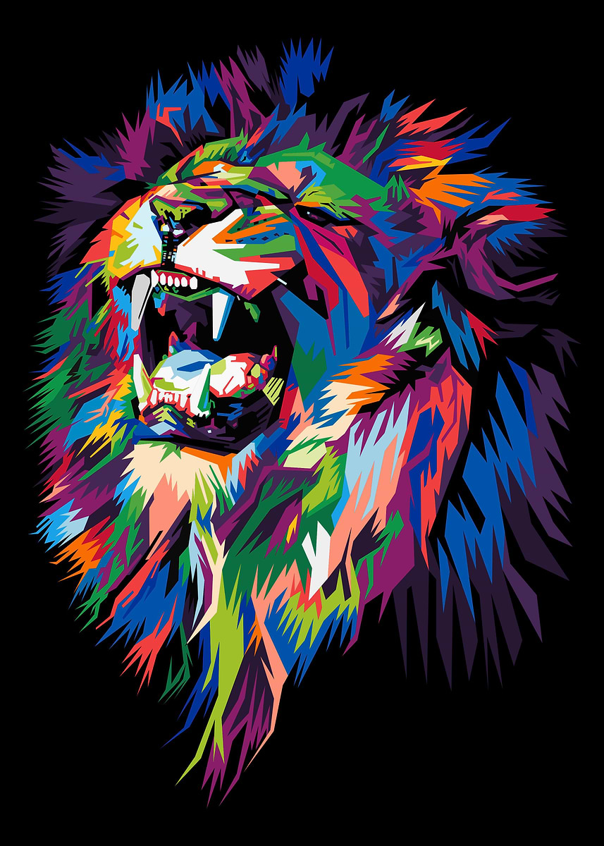 'Colorful lion head' Poster, picture, metal print, paint by GoD Zilla ...