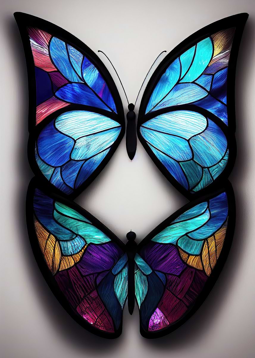 'Stained Glass Butterflies' Poster, picture, metal print, paint by ...