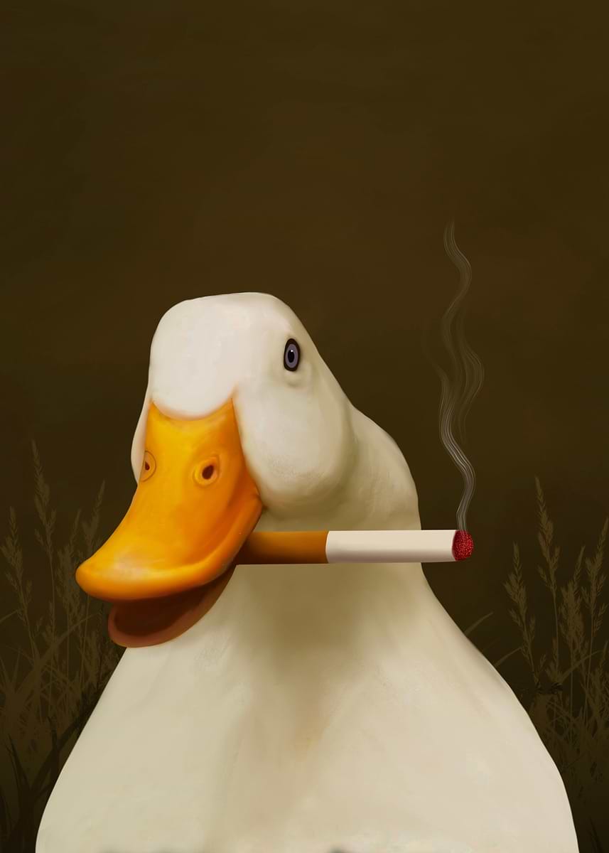 'smoking duck meme' Poster, picture, metal print, paint by sinnois ...