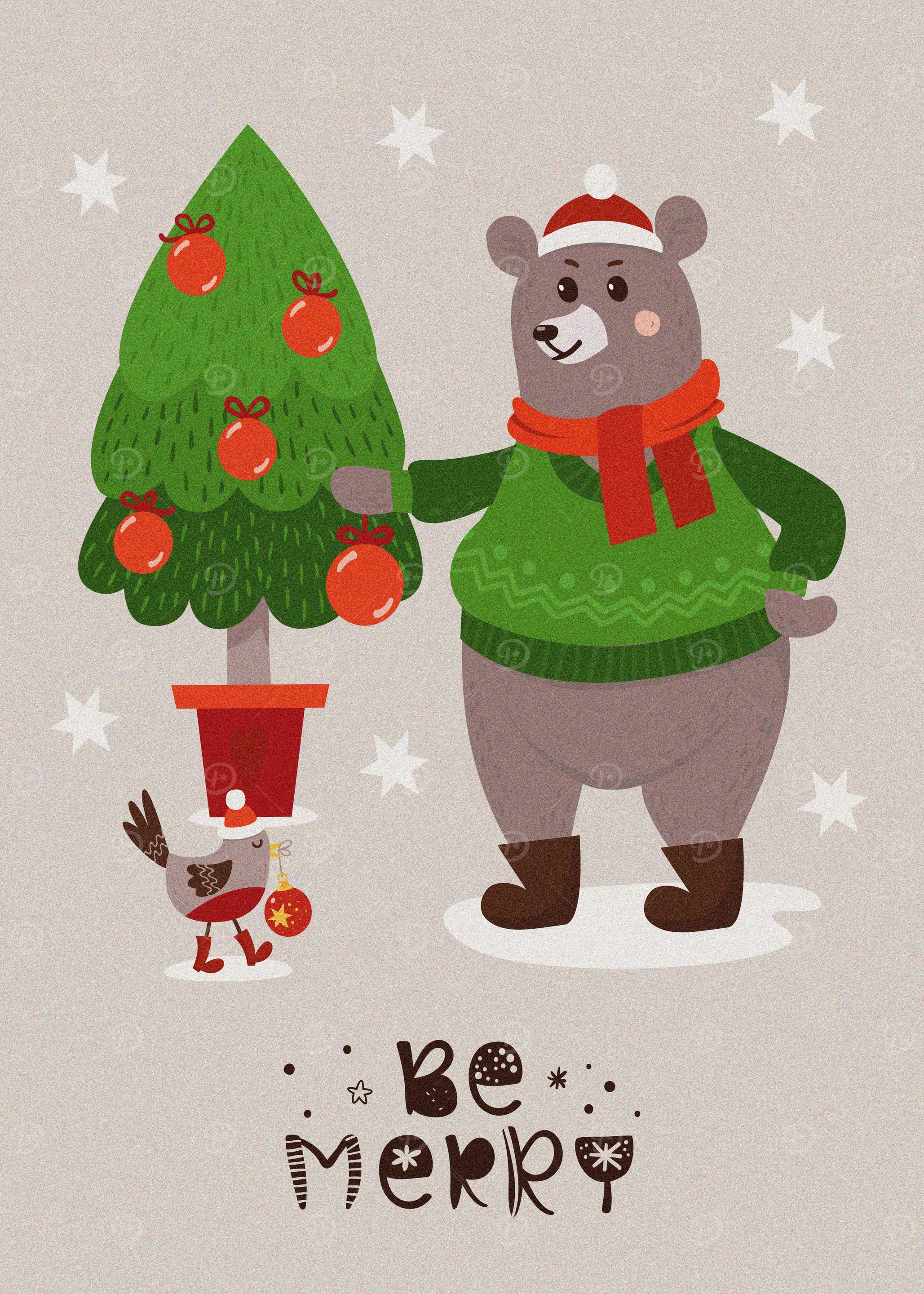 'Cute Animal Christmas' Poster, picture, metal print, paint by Nguyen ...