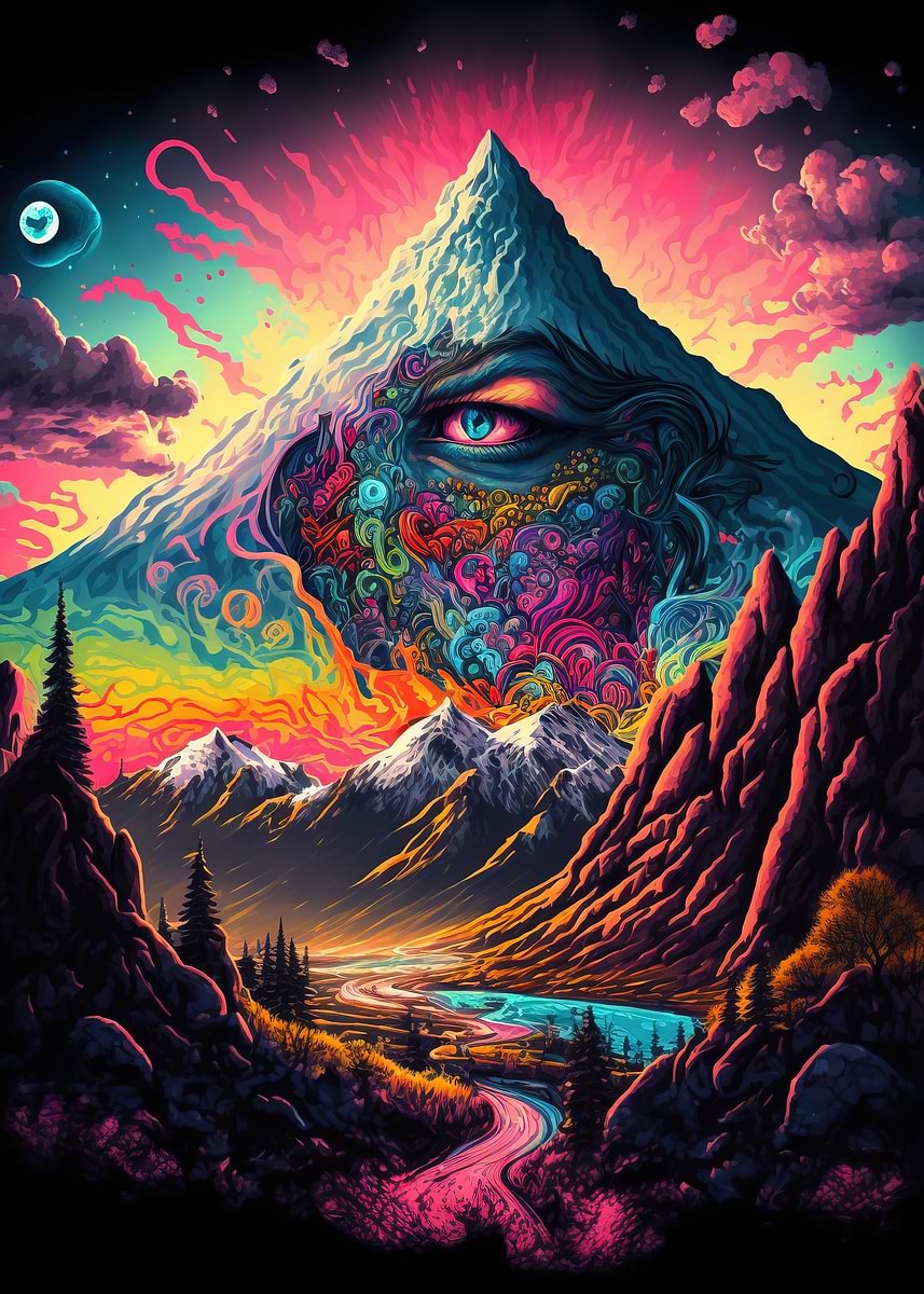 'Psychedelic Valley I' Poster, picture, metal print, paint by Leon ...