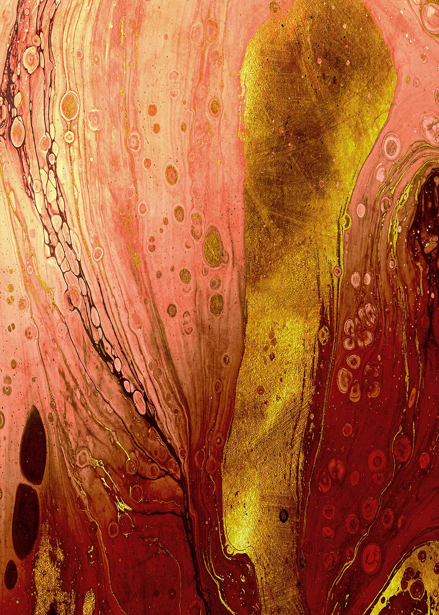 'Golden and Red Abstract 2' Poster, picture, metal print, paint by ...
