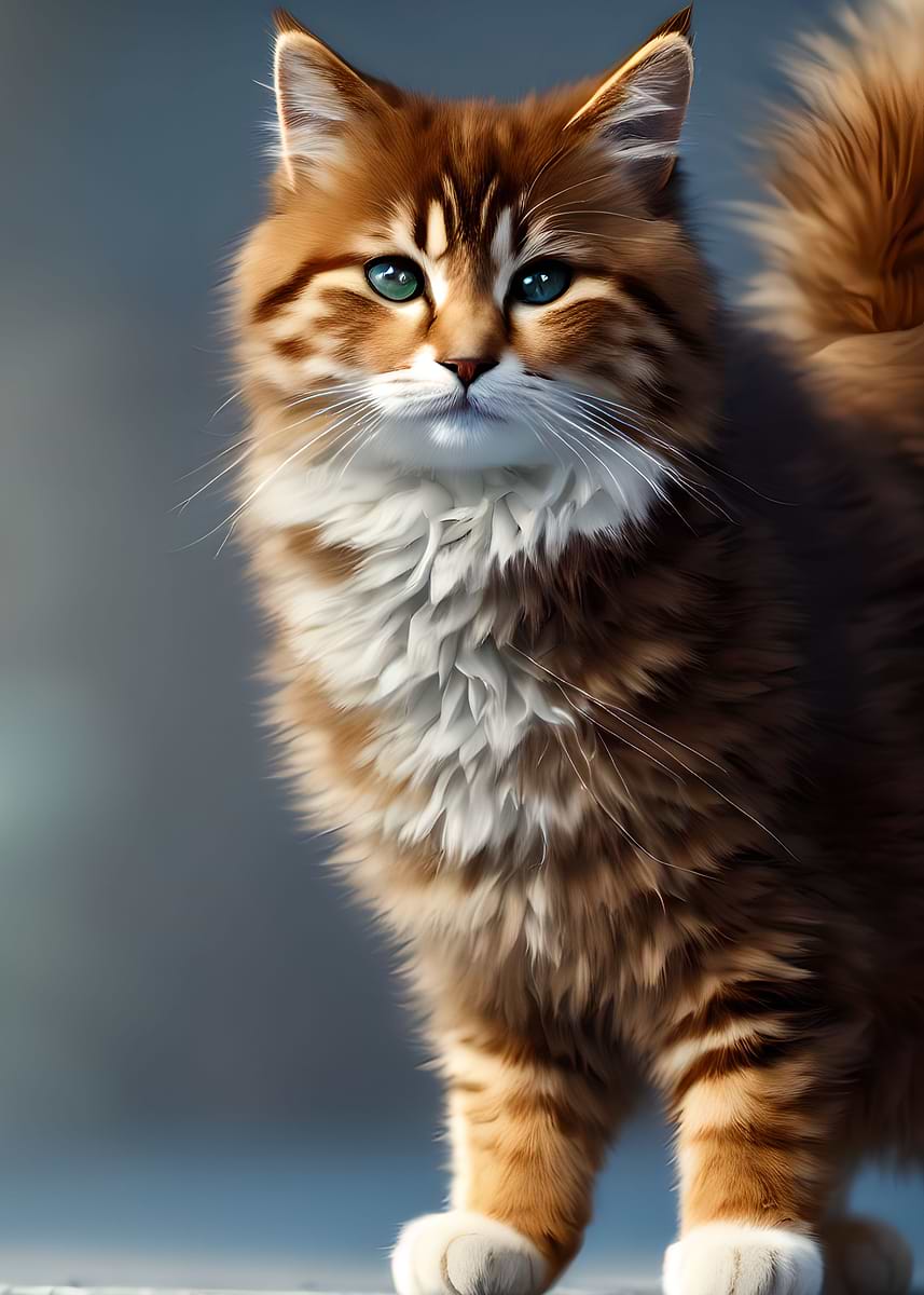 'Cat' Poster, picture, metal print, paint by Lukasz Kobylka | Displate